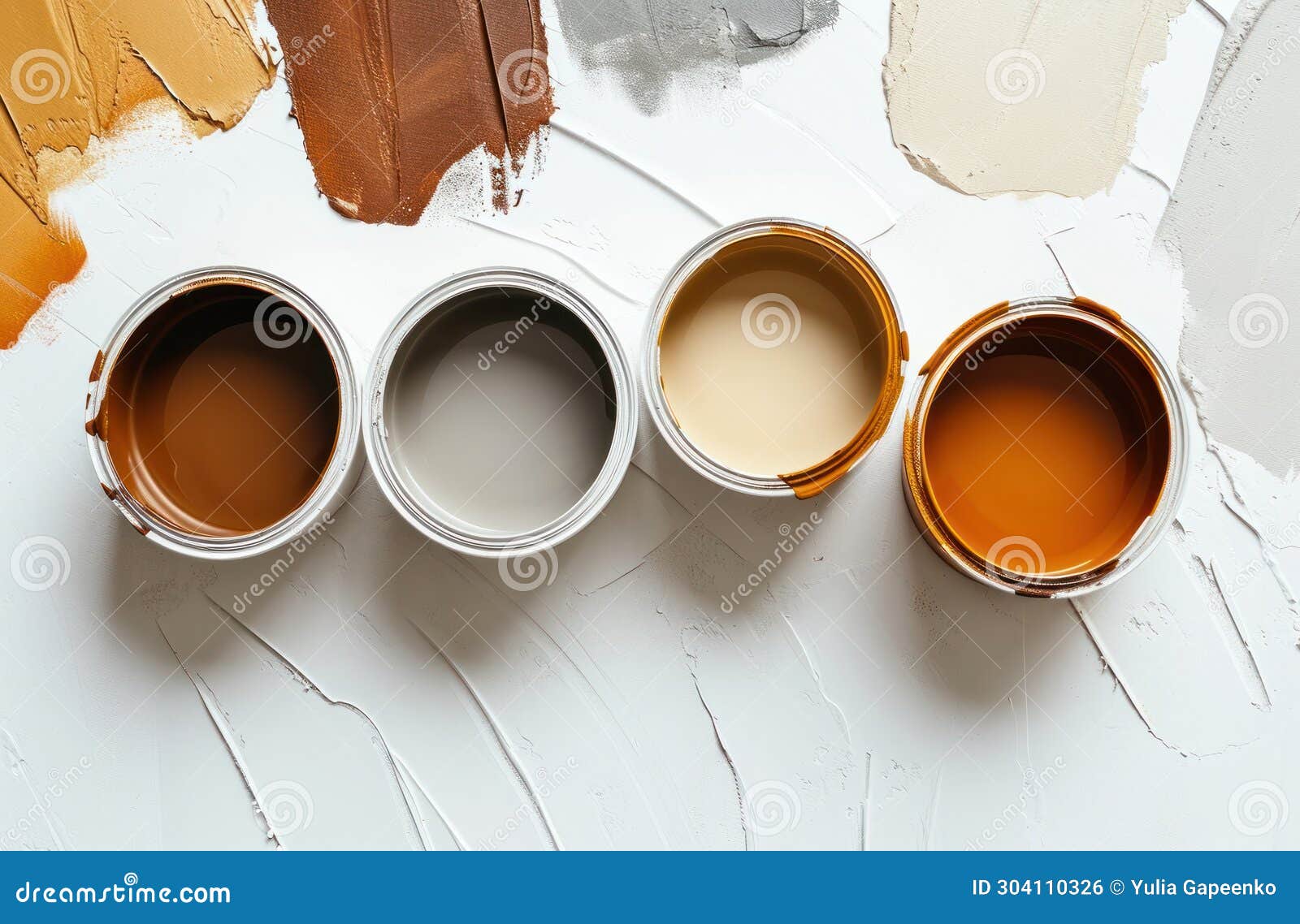 Paint Color Samples on a White Wall with Beige and Gray Stock Photo ...