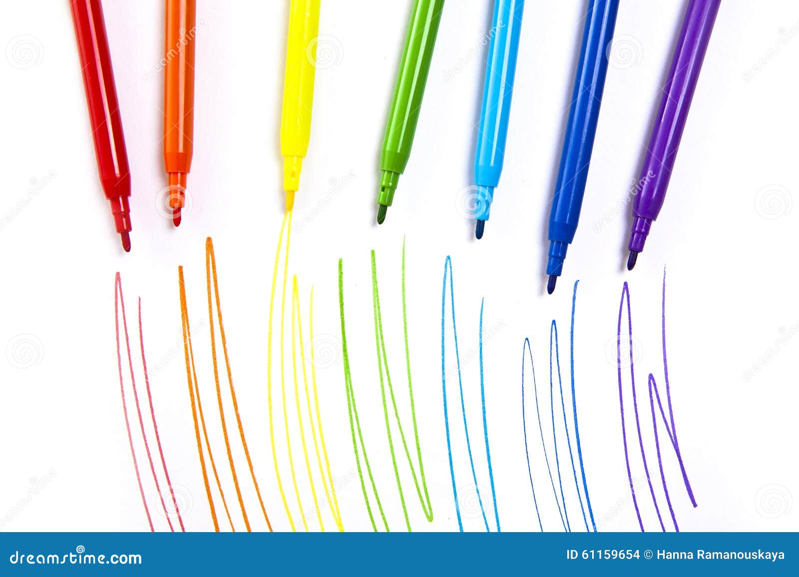 Multicolored Markers on a White Background Top View Stock Photo - Image ...
