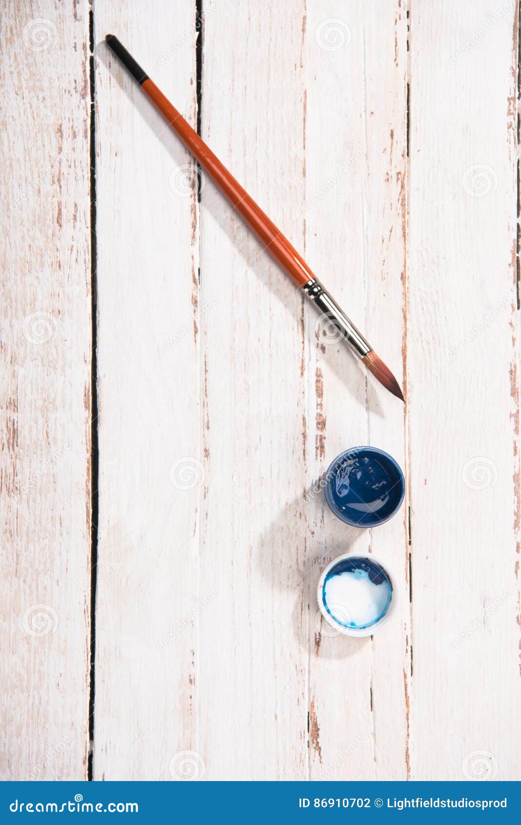 Paint container and brush stock photo. Image of paint - 86910702