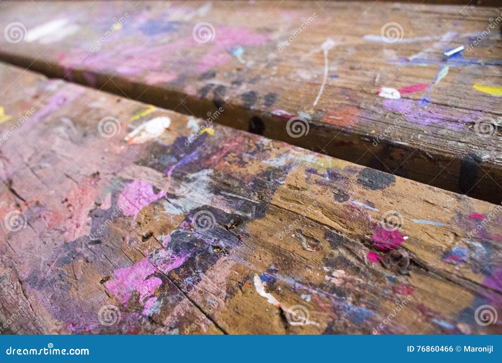 Paint Daubs on Arts and Crafts Table Stock Photo - Image of rustic ...
