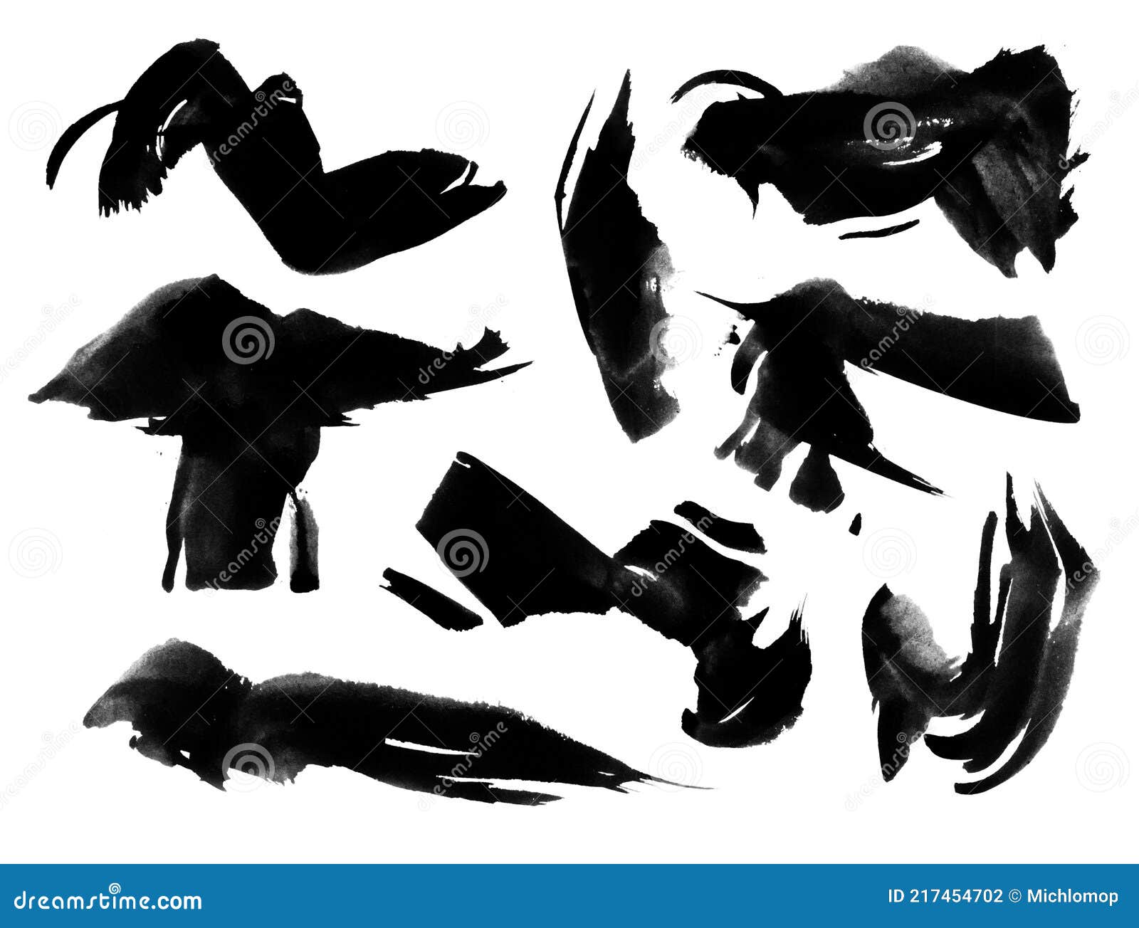 Paint Drawing of Black Smear on White Background. Hand Drawn Abstract ...