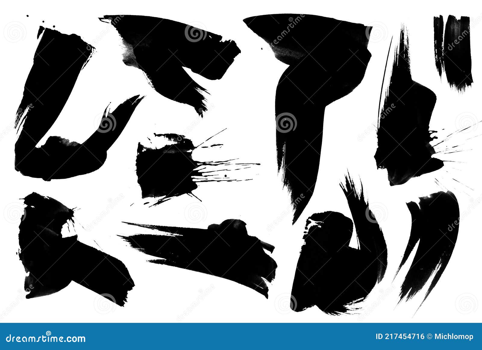 Paint Drawing of Black Smear on White Background. Hand Drawn Abstract ...