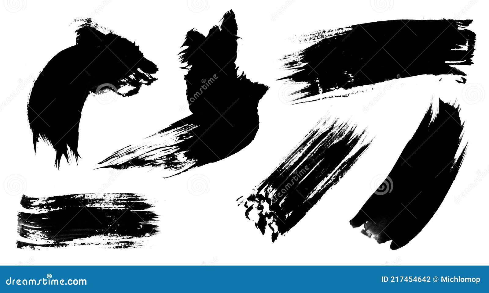 Paint Drawing of Black Smear on White Background. Hand Drawn Abstract ...