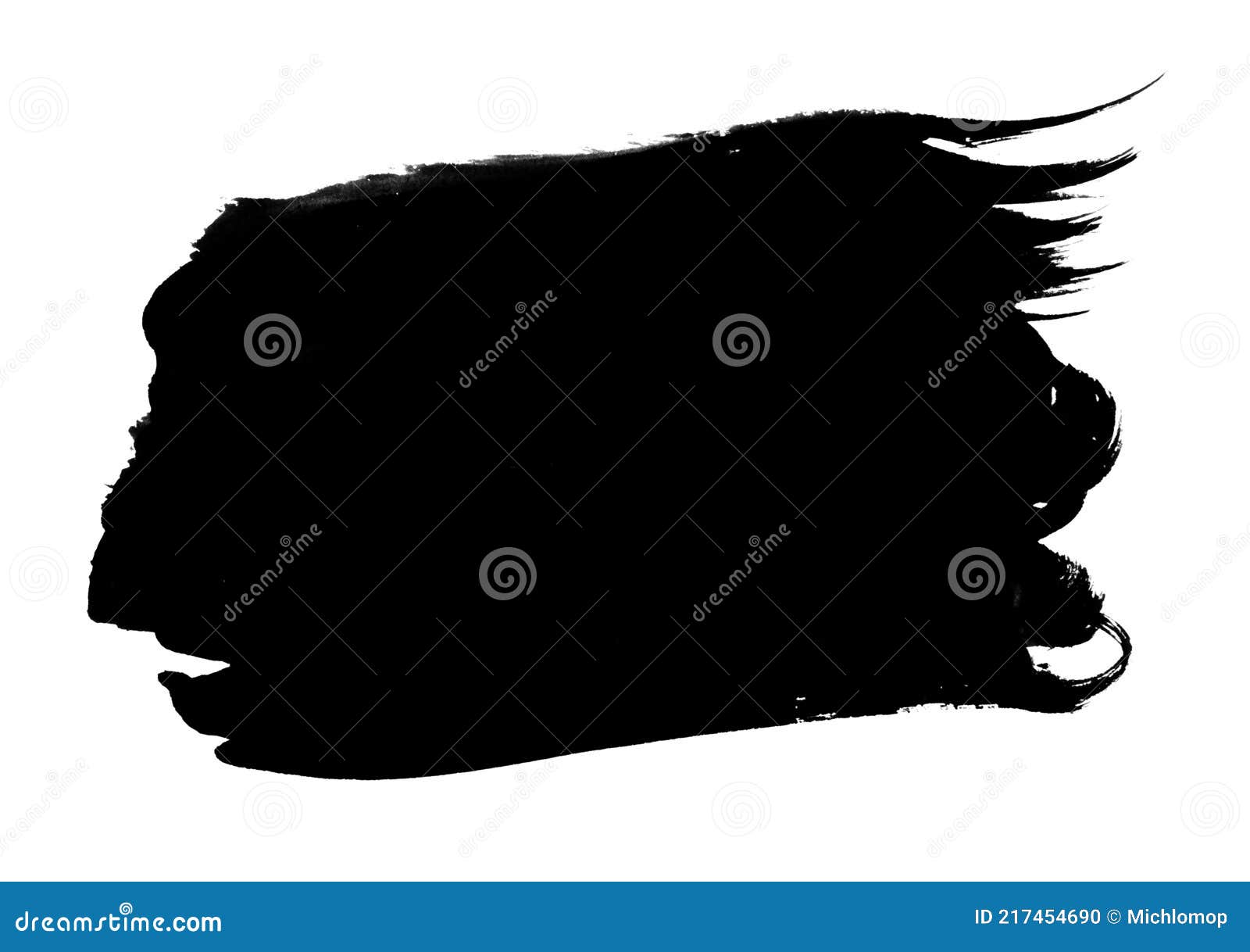 Paint Drawing of Black Smear on White Background. Hand Drawn Abstract ...