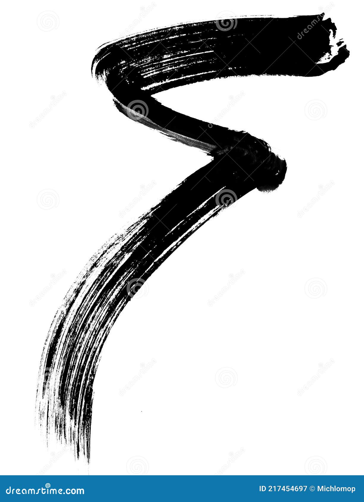 Paint Drawing of Black Smear on White Background. Hand Drawn Abstract ...