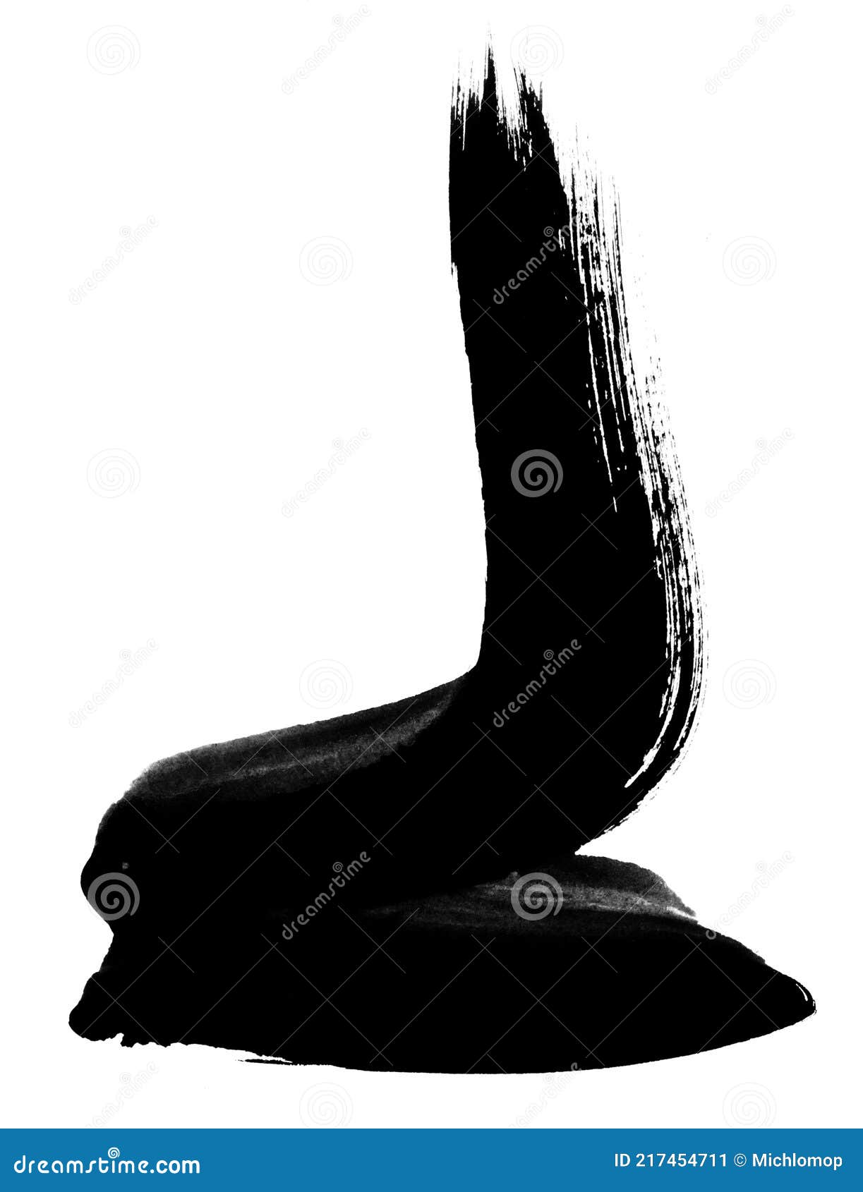 Paint Drawing of Black Smear on White Background. Hand Drawn Abstract ...