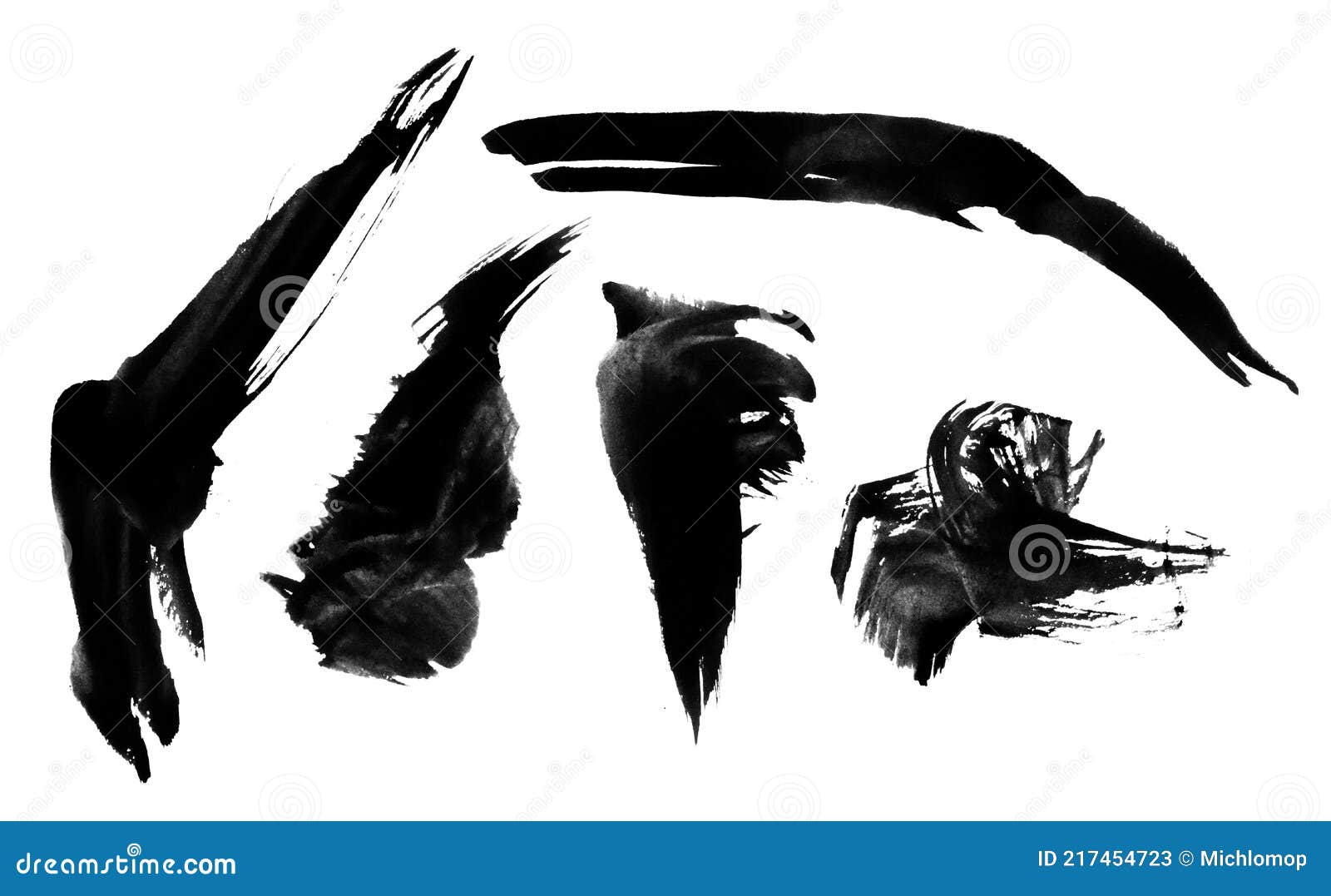 Paint Drawing of Black Smear on White Background. Hand Drawn Abstract ...