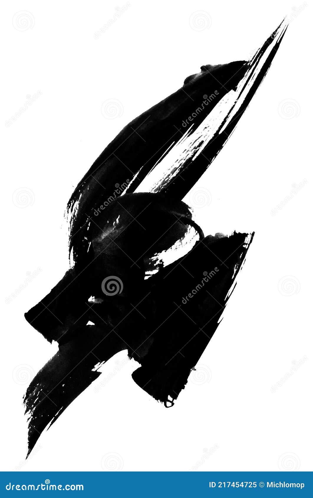 Paint Drawing of Black Smear on White Background. Hand Drawn Abstract ...