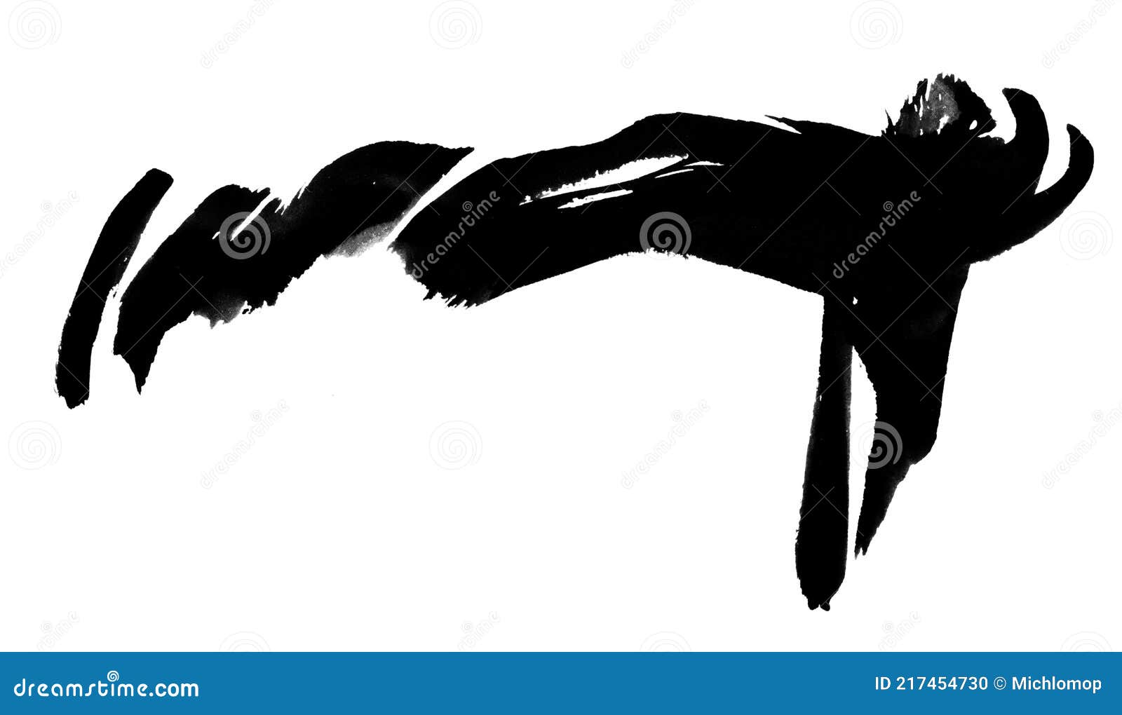 Paint Drawing of Black Smear on White Background. Hand Drawn Abstract ...