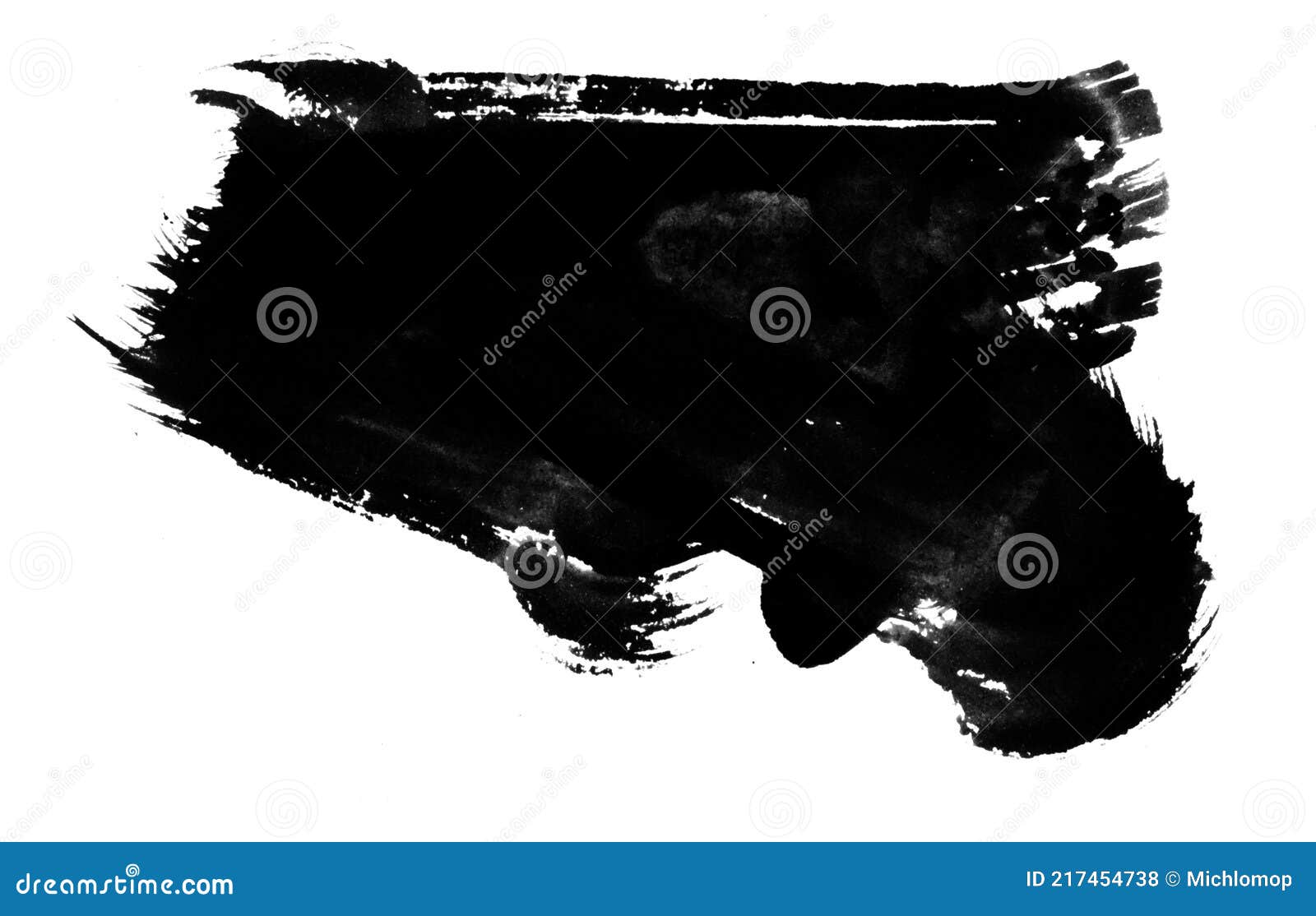 Paint Drawing of Black Smear on White Background. Hand Drawn Abstract ...