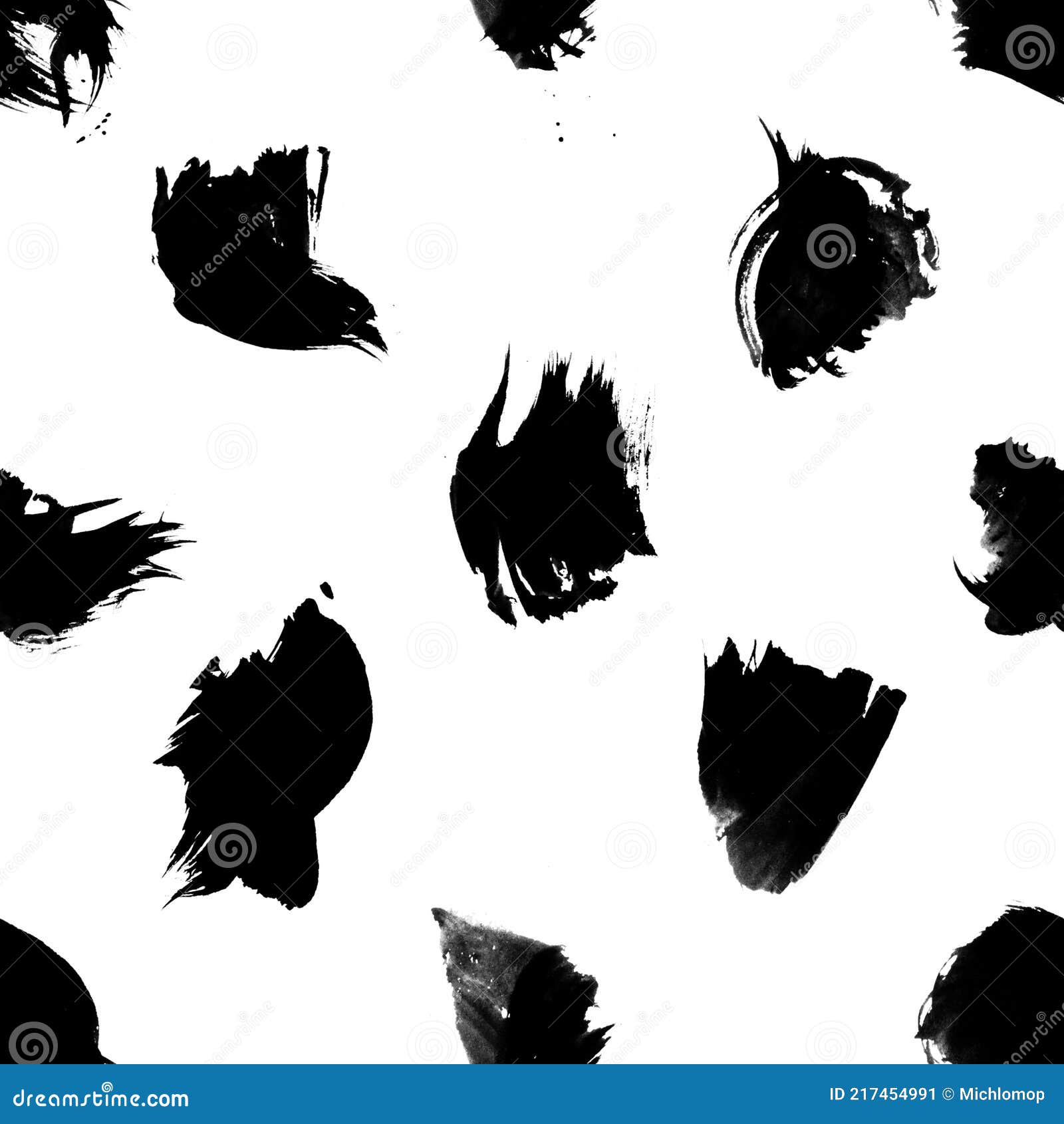 Paint Drawing of Black Smear on White Background. Hand Drawn Abstract ...