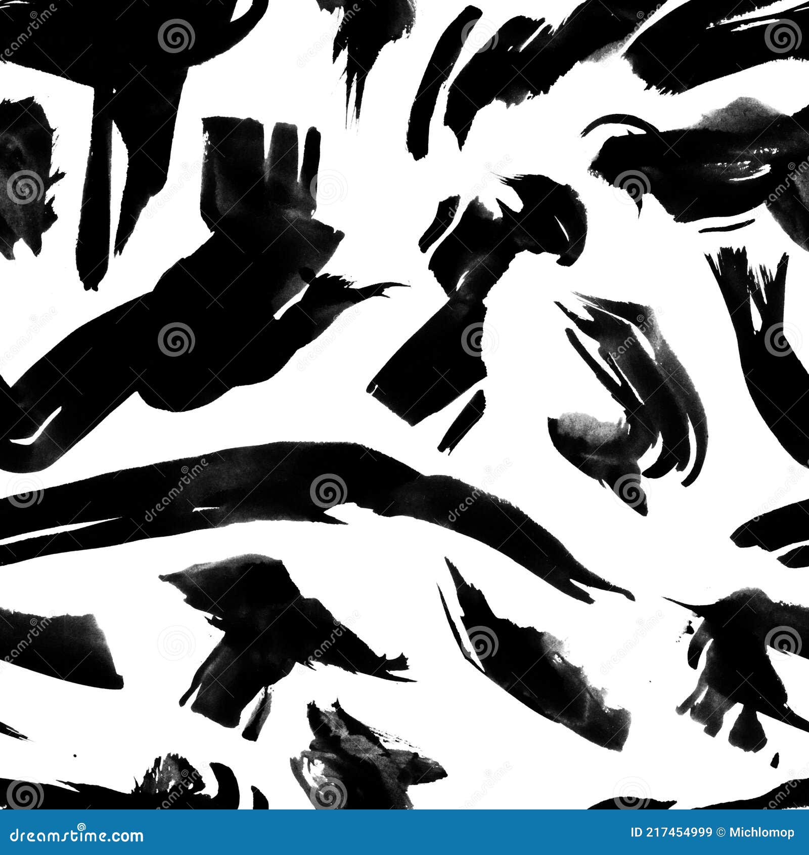 Paint Drawing of Black Smear on White Background. Hand Drawn Abstract ...