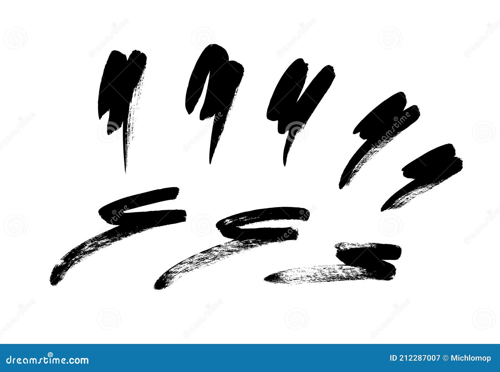 Paint Drawing Set of Black Smear on White Background. Hand Drawn ...