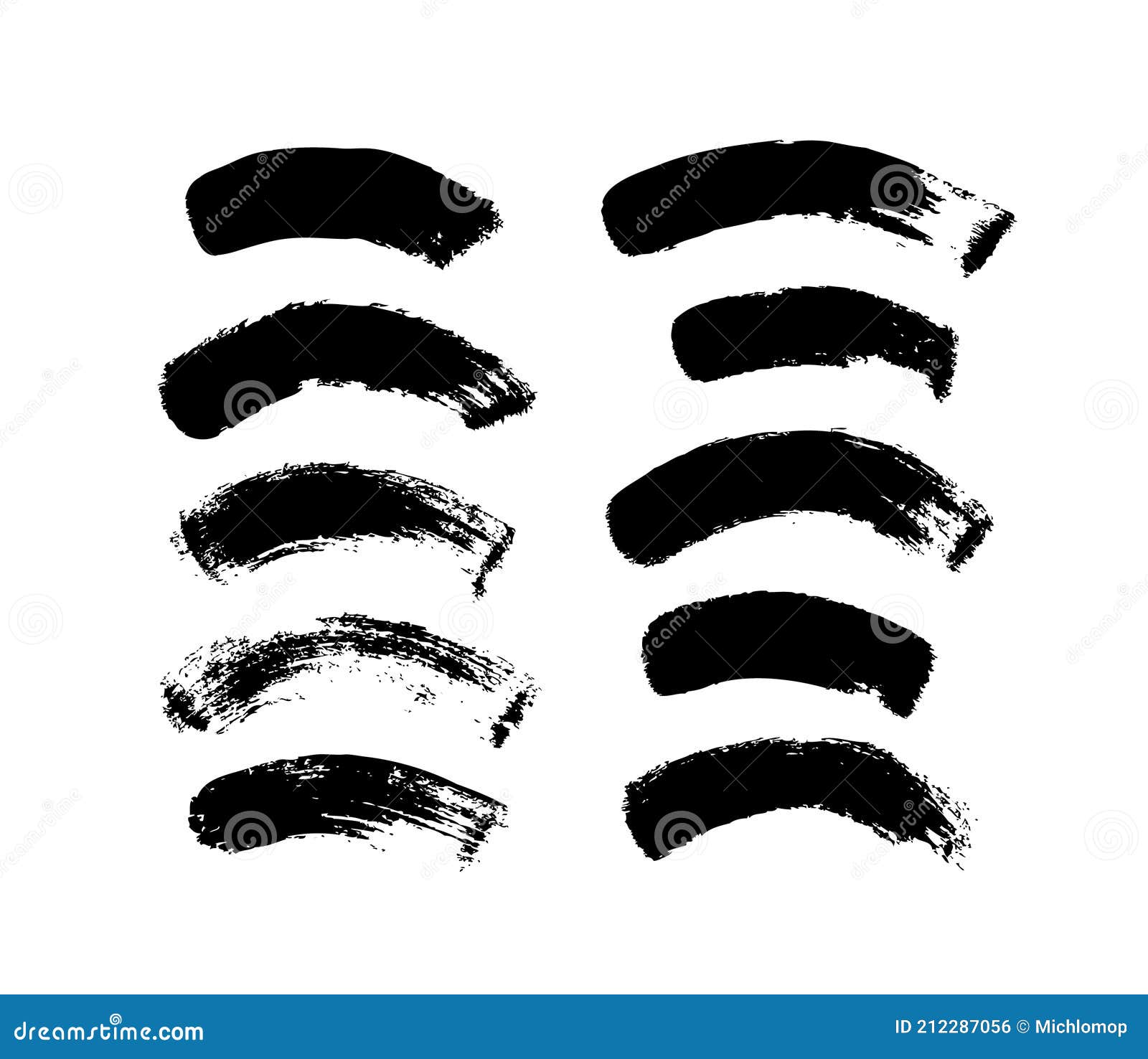 Paint Drawing Set of Black Smear on White Background. Hand Drawn ...