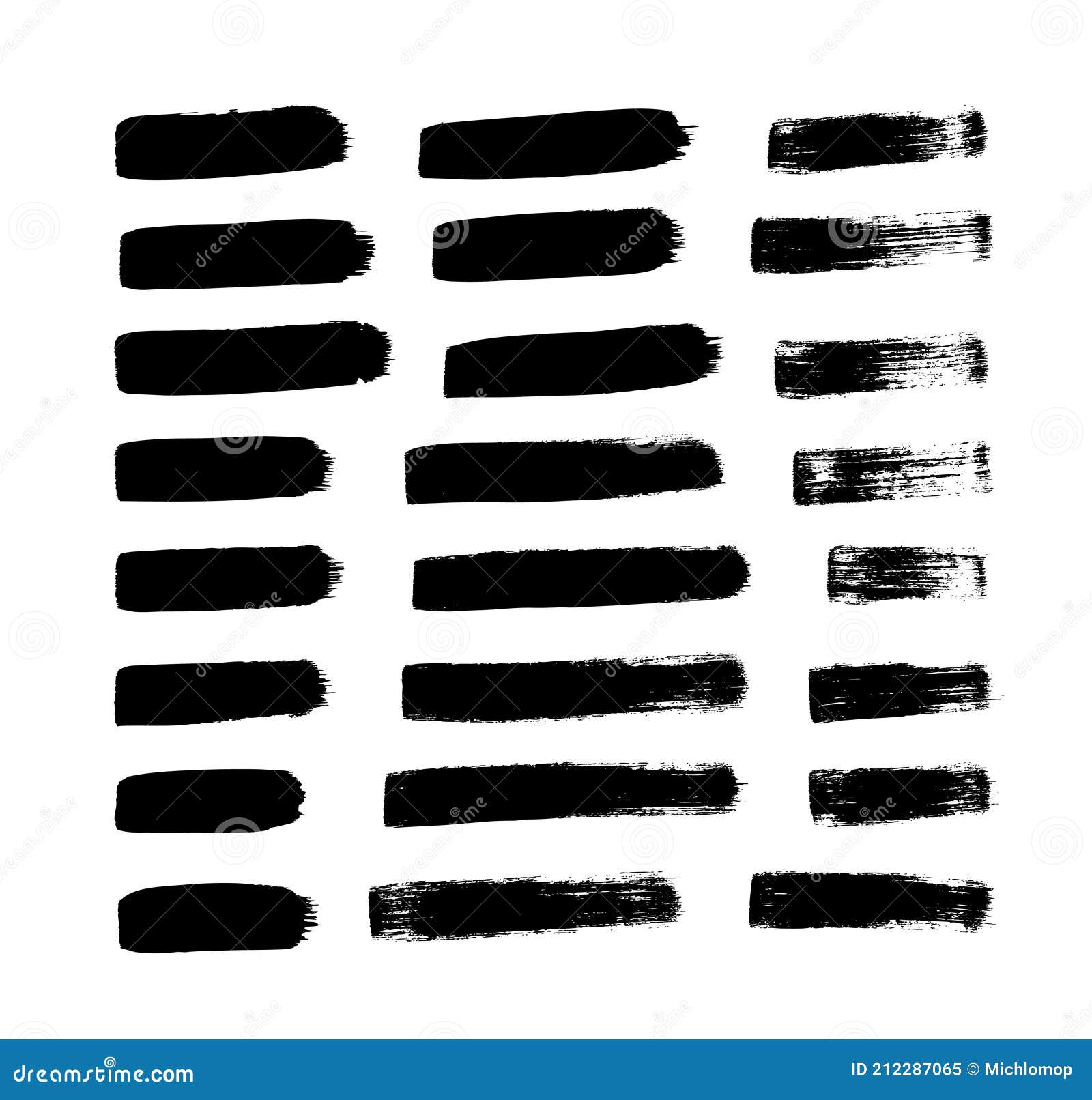 Paint Drawing Set of Black Smear on White Background. Hand Drawn ...