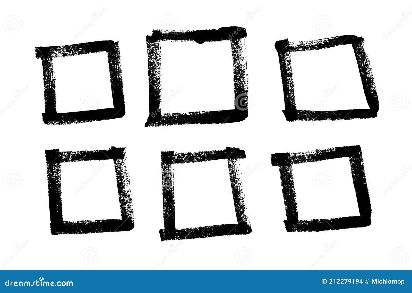Paint Drawing Set of Black and White Squares. Hand Drawn Abstract ...