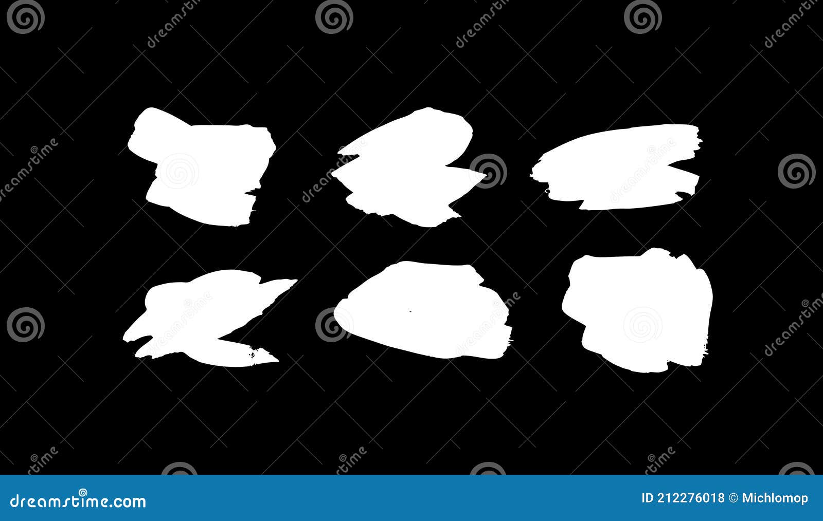 Paint Drawing Set of Smear Black and White. Hand Drawn Abstract ...