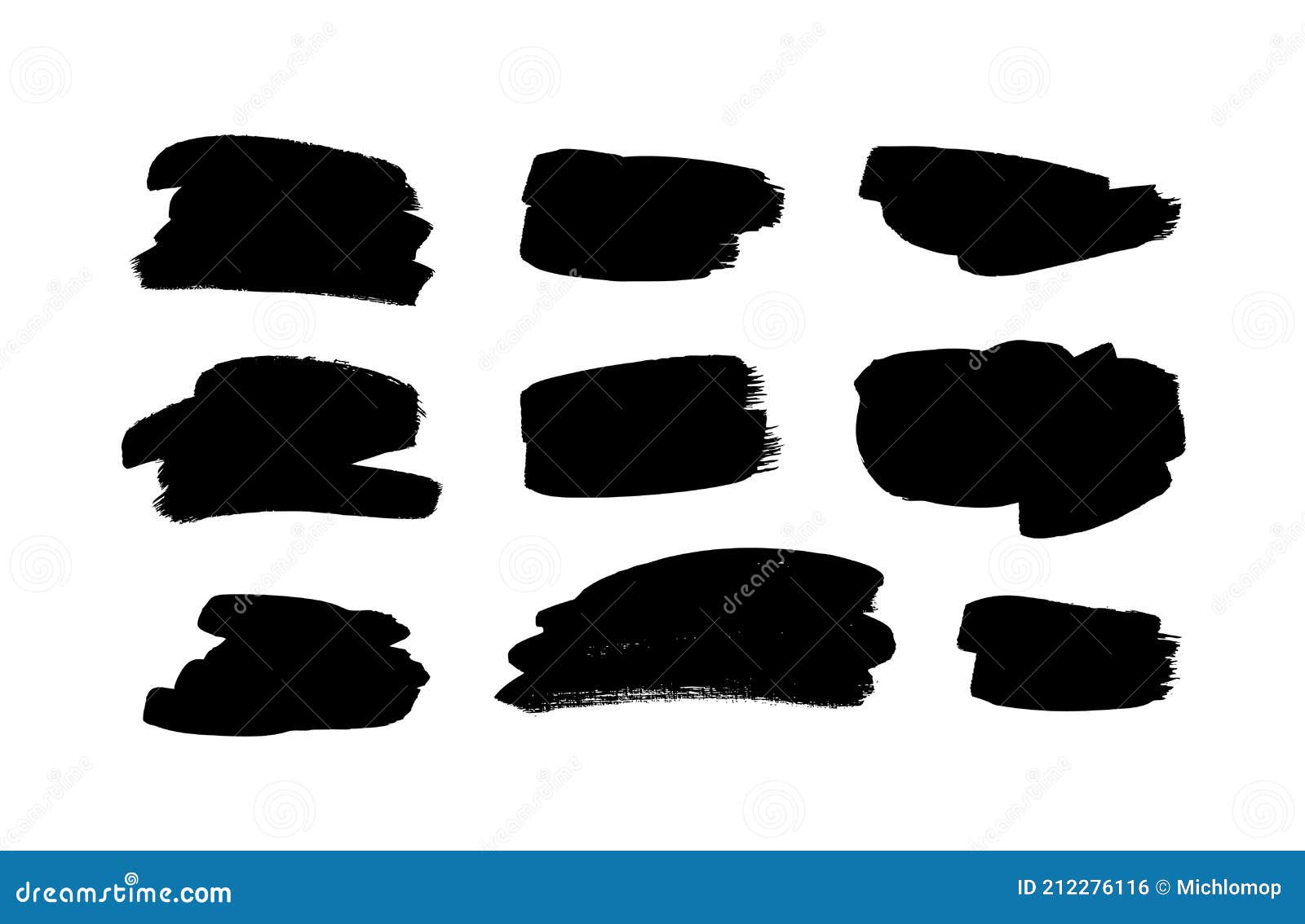 Paint Drawing Set of Smear Black and White. Hand Drawn Abstract ...