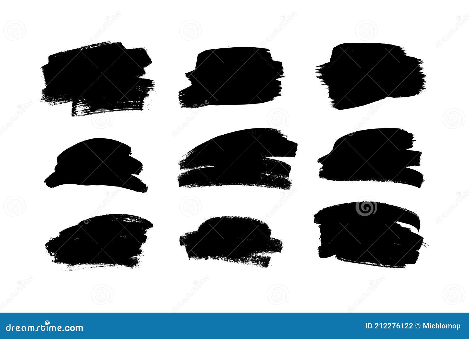 Paint Drawing Set of Smear Black and White. Hand Drawn Abstract ...