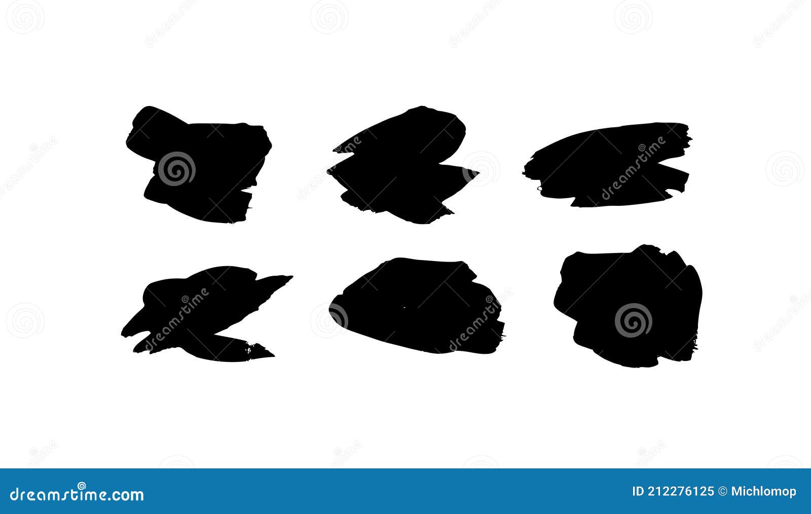 Paint Drawing Set of Smear Black and White. Hand Drawn Abstract ...