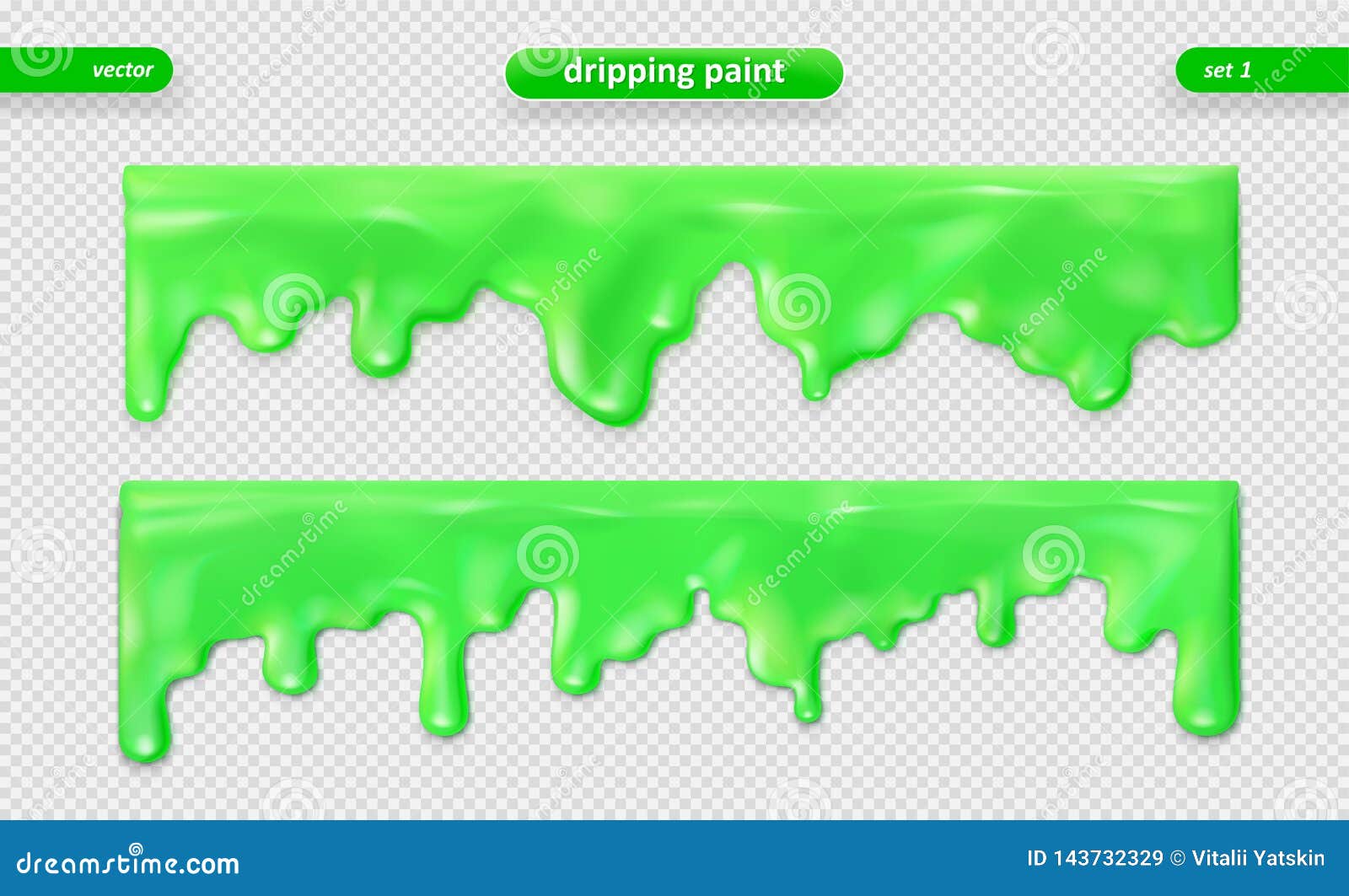 Paint Dripping. Glossy Surface. Vector Set. Eps 10 Stock Vector ...
