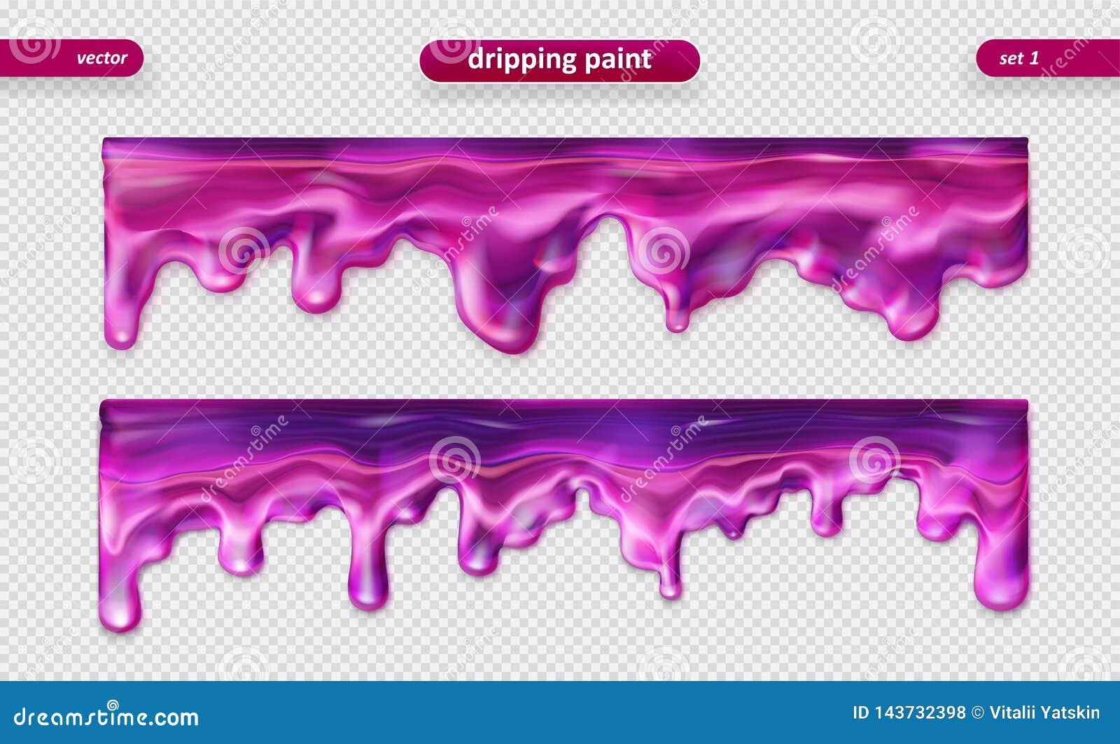 Paint Dripping. Glossy Surface. Vector Set. Eps 10 Stock Vector ...