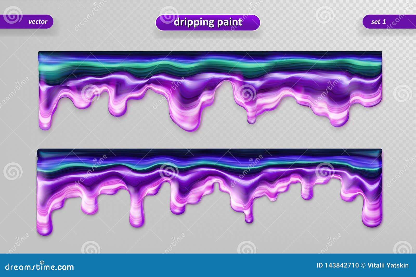 Paint Dripping. Glossy Surface. Vector Set. Eps 10 Stock Vector ...