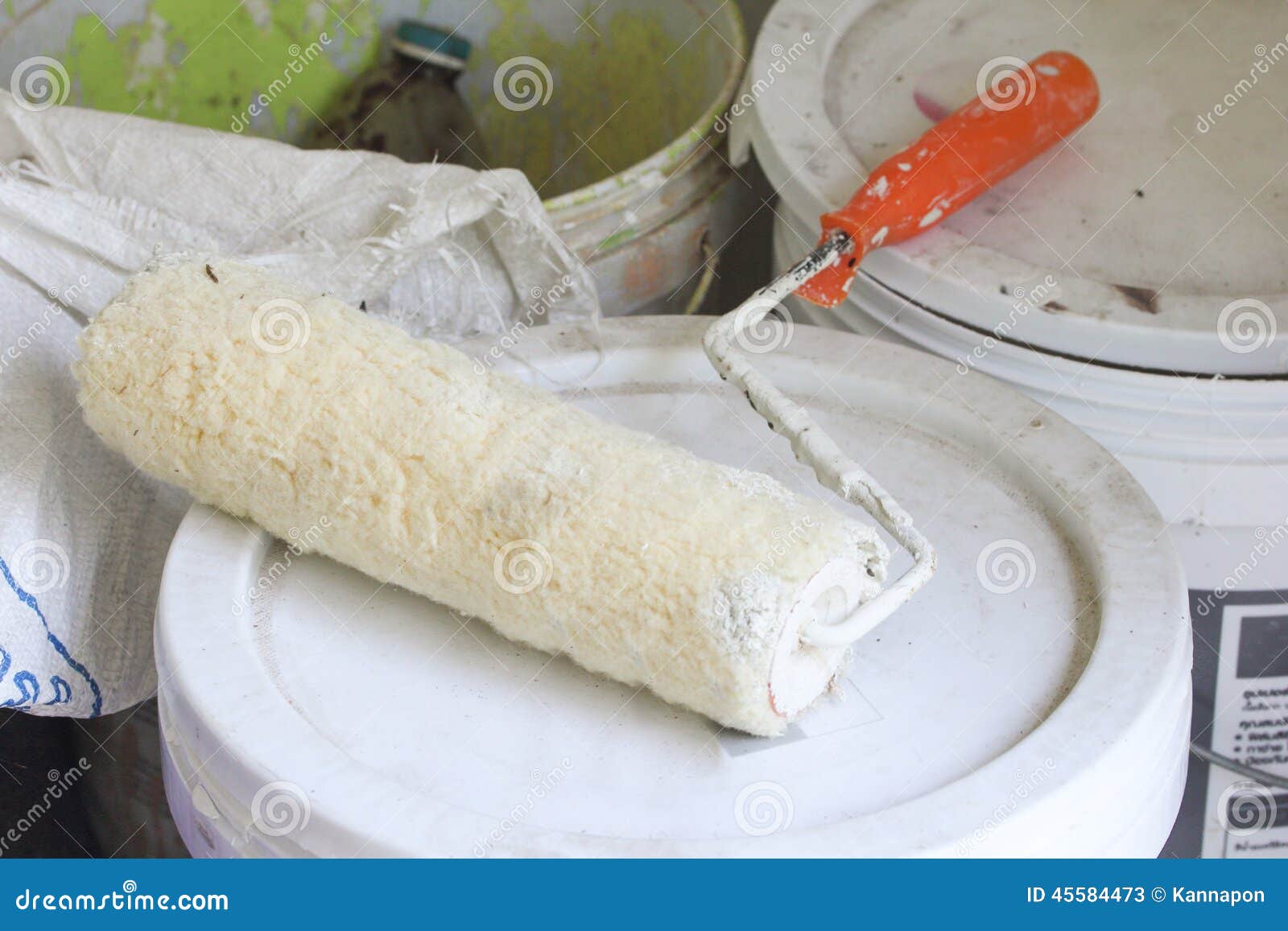 Paint Dripping with Paint Roller Stock Image - Image of tools, design ...