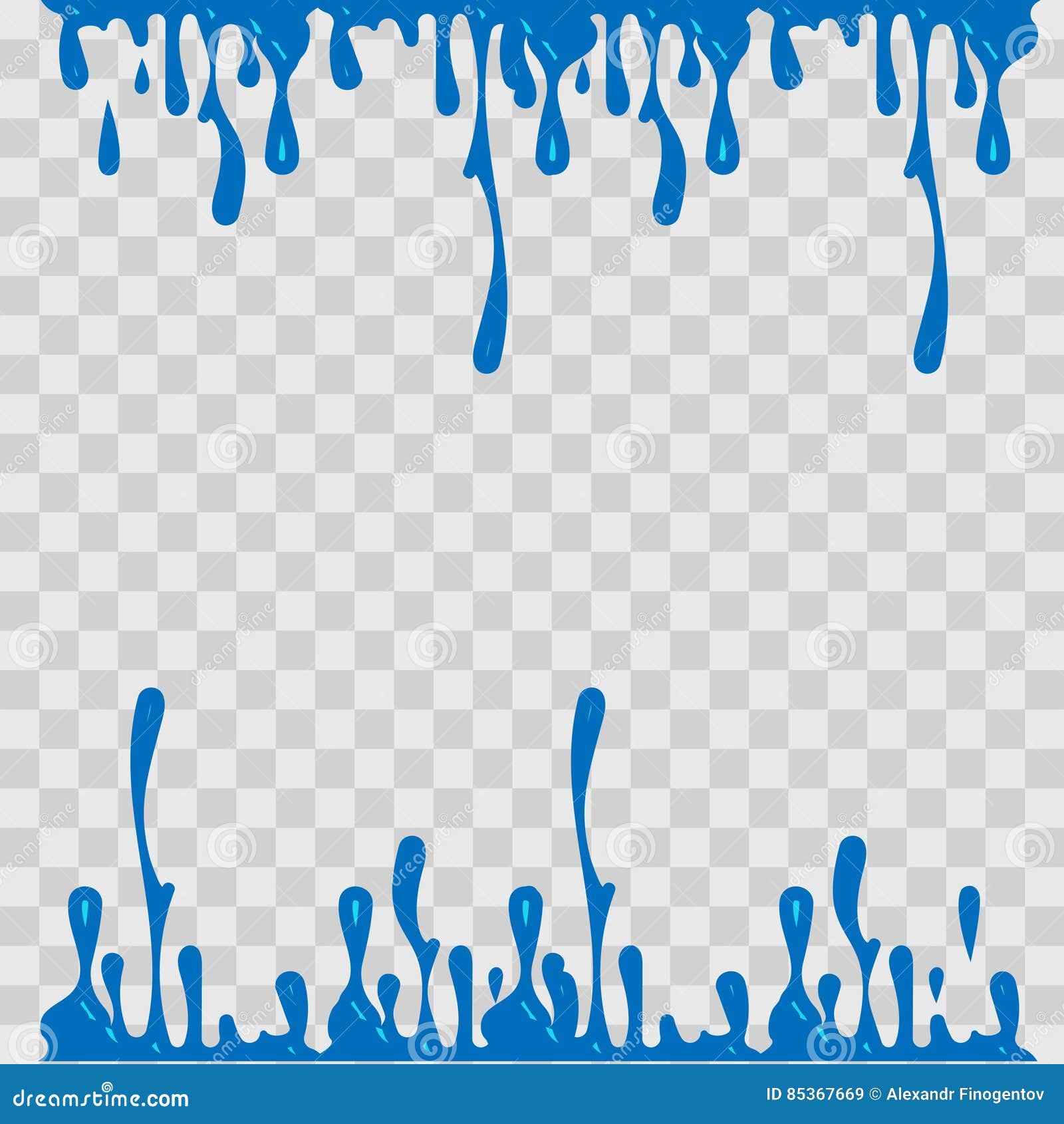 Paint Drop Abstract Illustration. Blue Slime on Checkered Transparent ...