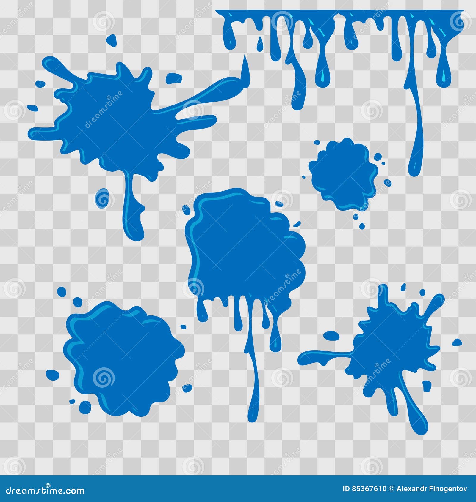 Paint Drop Abstract Illustration. Blue Slime On Checkered Transparent ...