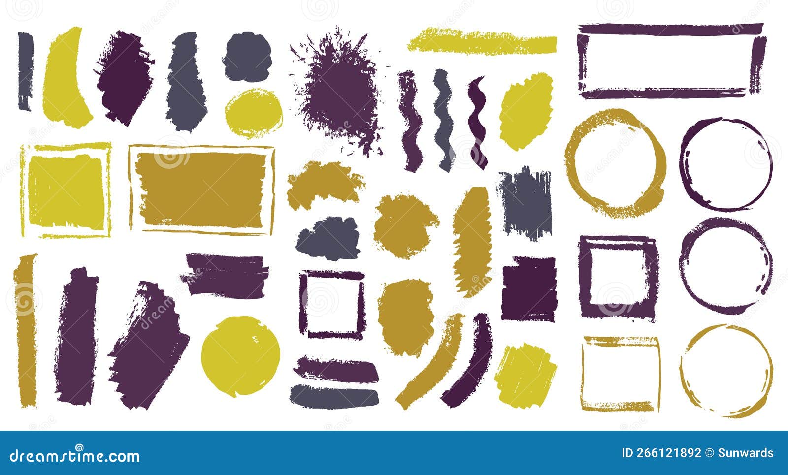 Paint Dry Brushstroke Vector Pack. Freehand Border Box Scratch Elements ...