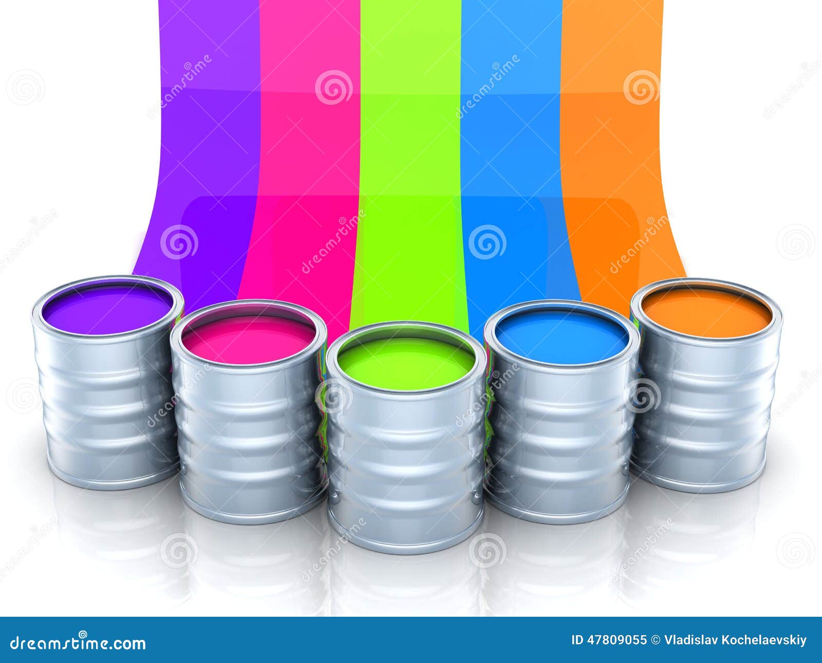 Paint, five bright colors stock illustration. Illustration of ...