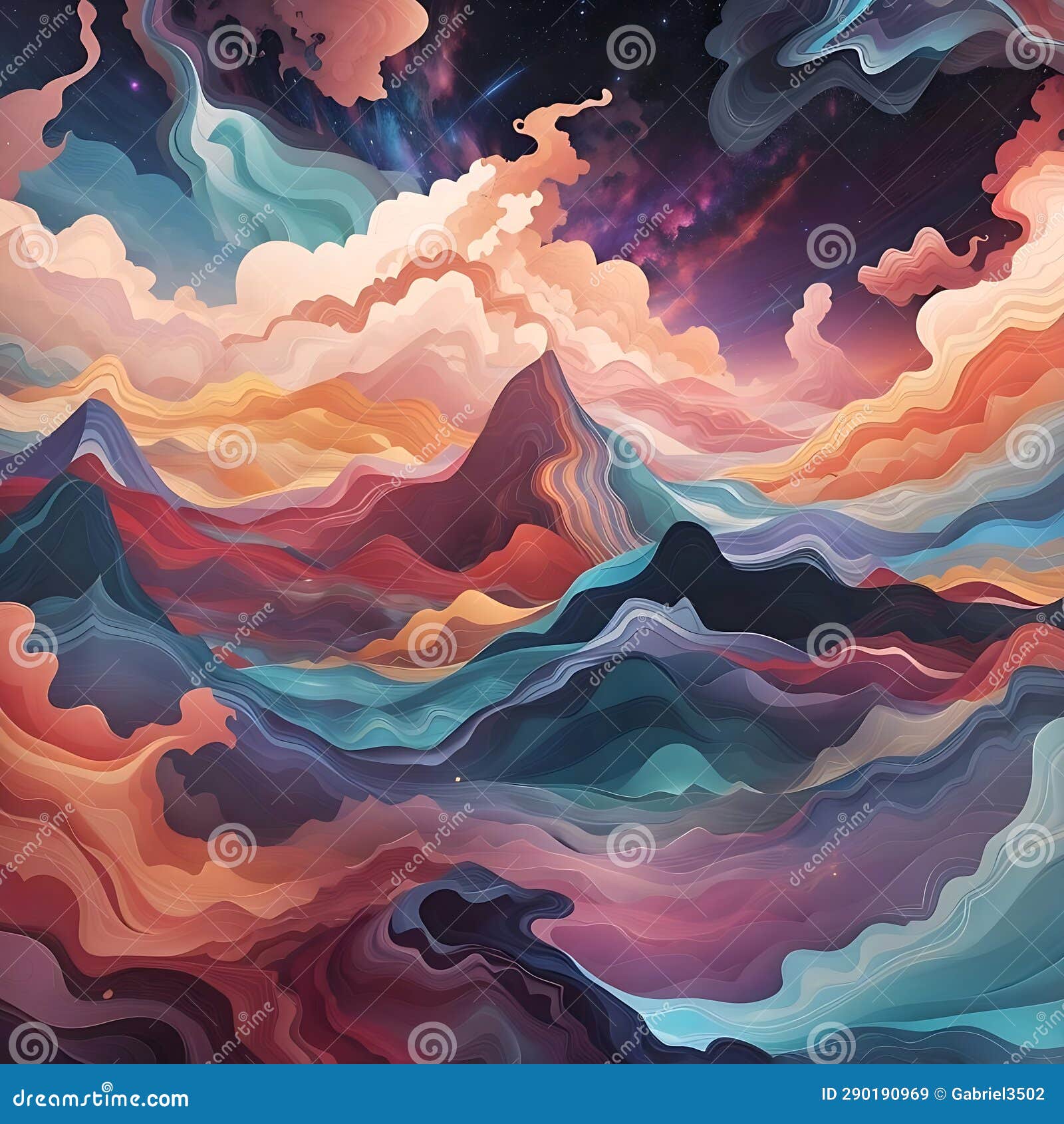 Paint Fluid Mountains. Mountains Crafted from Liquid Paint. Fluid Paint ...