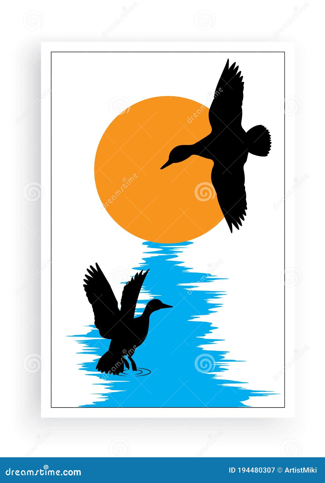 Two Geese Birds Farm Nature Background Cartoon Coloring Page Stock ...