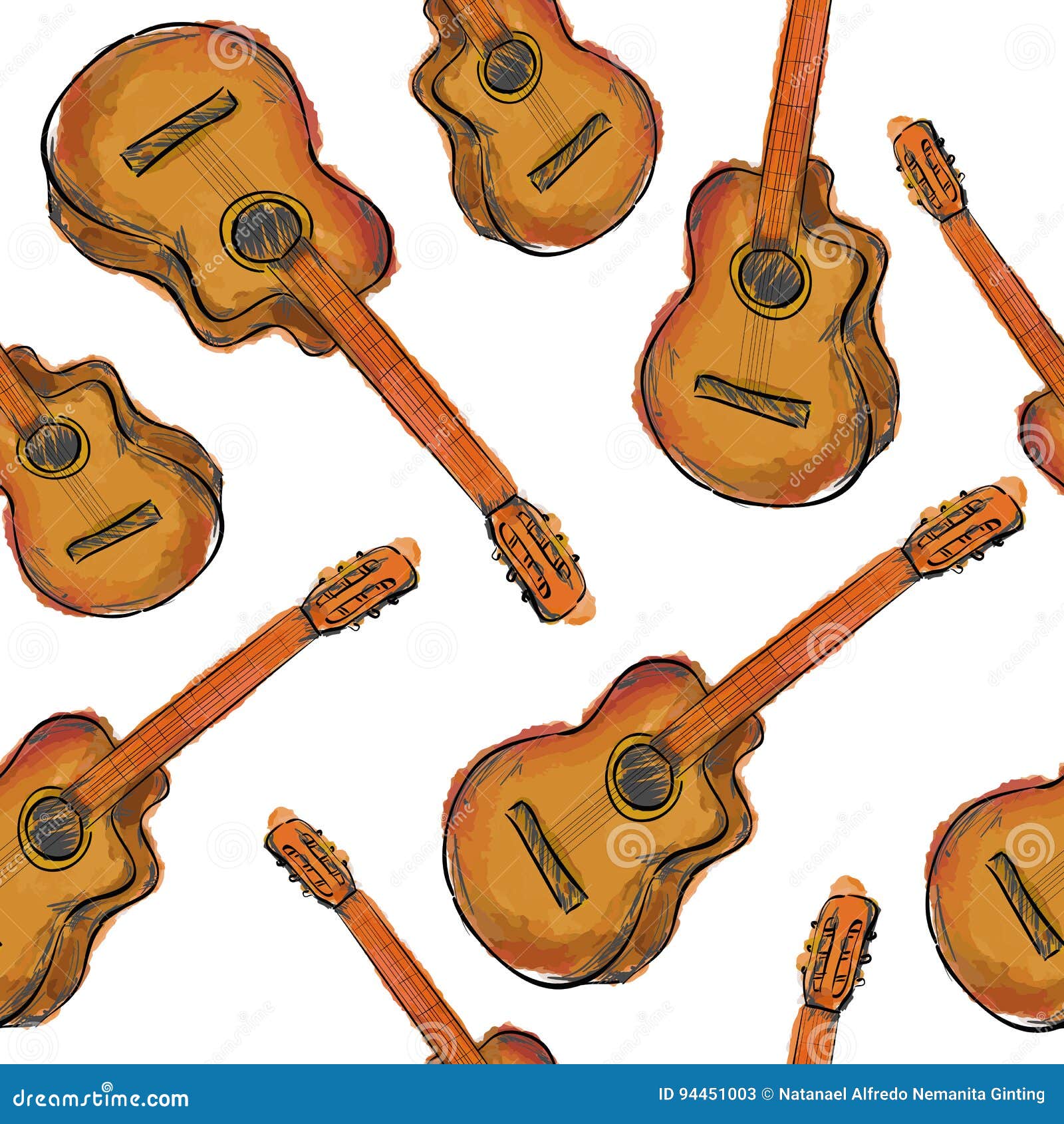 Guitar Seamless Background. Stringed Musical Instrument. Vector ...