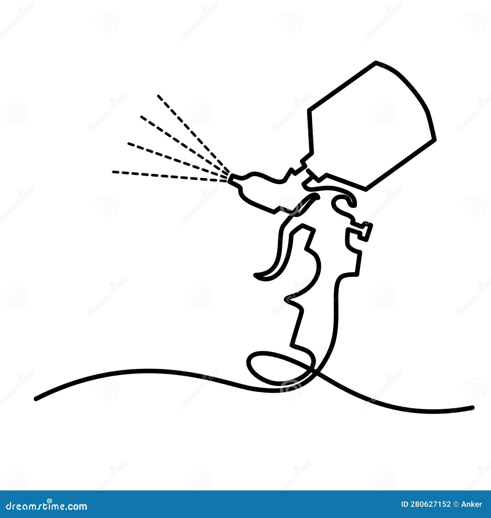 Paint Gun with Spray. Continuous One Line Drawing Stock Illustration ...