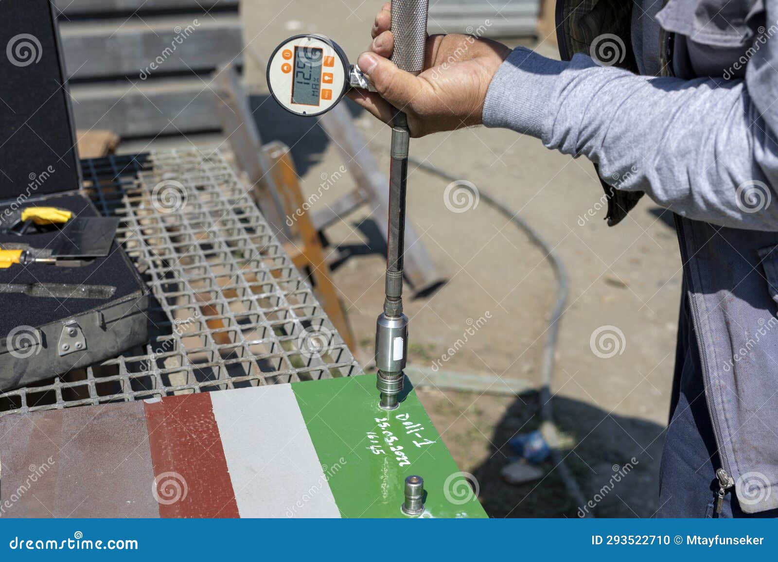 Paint Inspector is Testing Pull-off Adhesion (dolly) Test for Coating ...