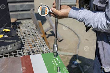 Paint Inspector is Testing Pull-off Adhesion (dolly) Test for Coating ...