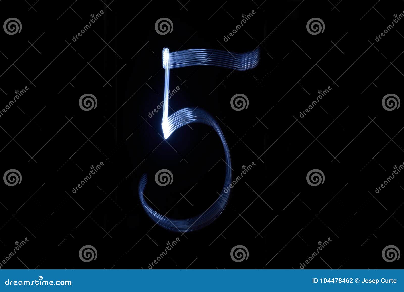 A Paint with Light on Black Background Number 5 Stock Photo - Image of ...