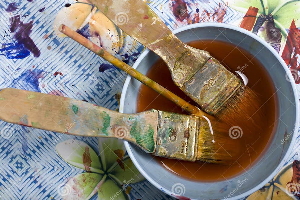 Paint Mess stock photo. Image of blue, dirty, paint, bowl - 27504964