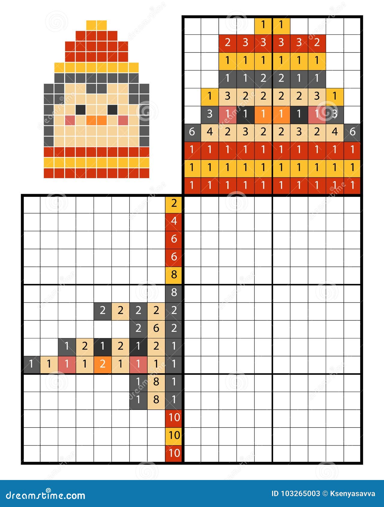 Paint by Number Puzzle Nonogram, Penguin Stock Vector - Illustration of ...