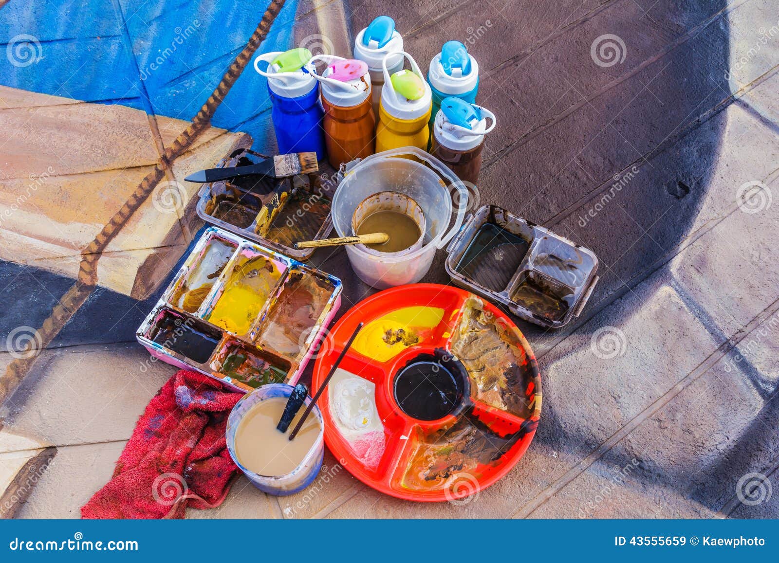 Paint and Paint Cans, Used on the Work of Art Stock Image - Image of ...