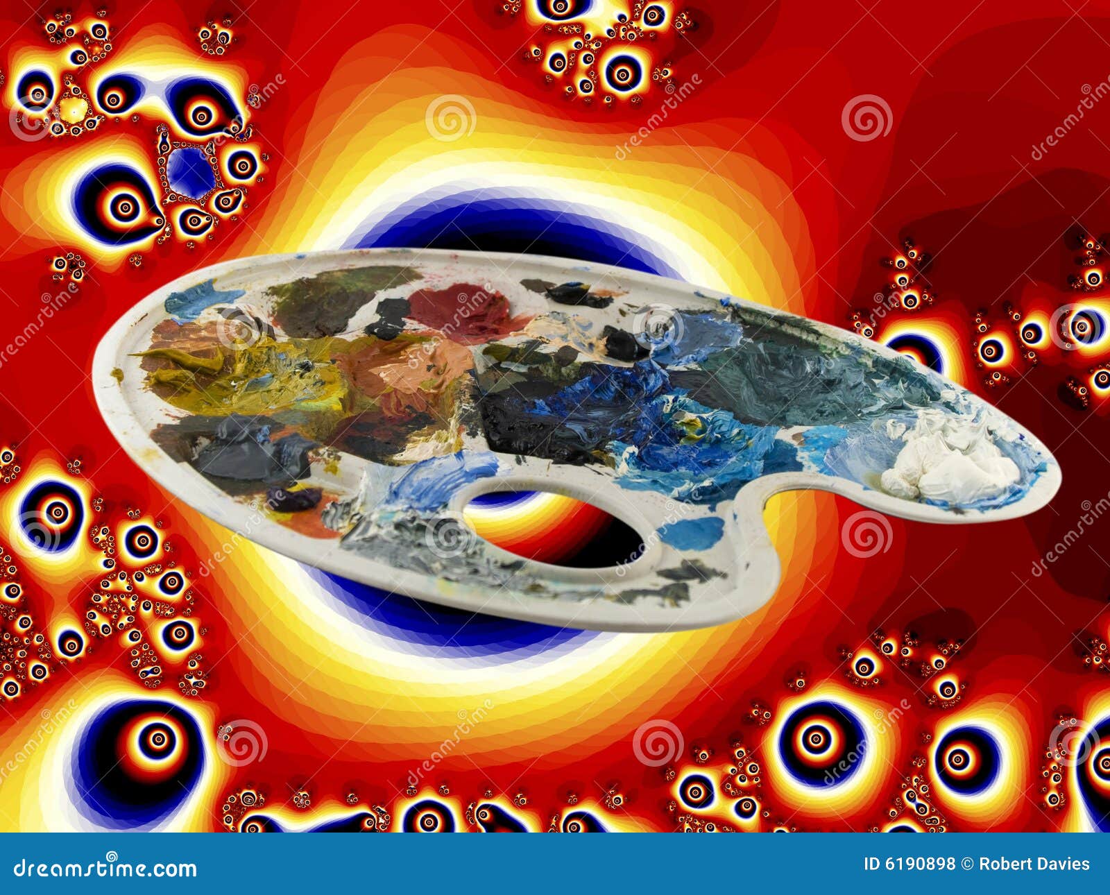 Paint Palette with Funky Psychedelic Stock Illustration - Illustration ...