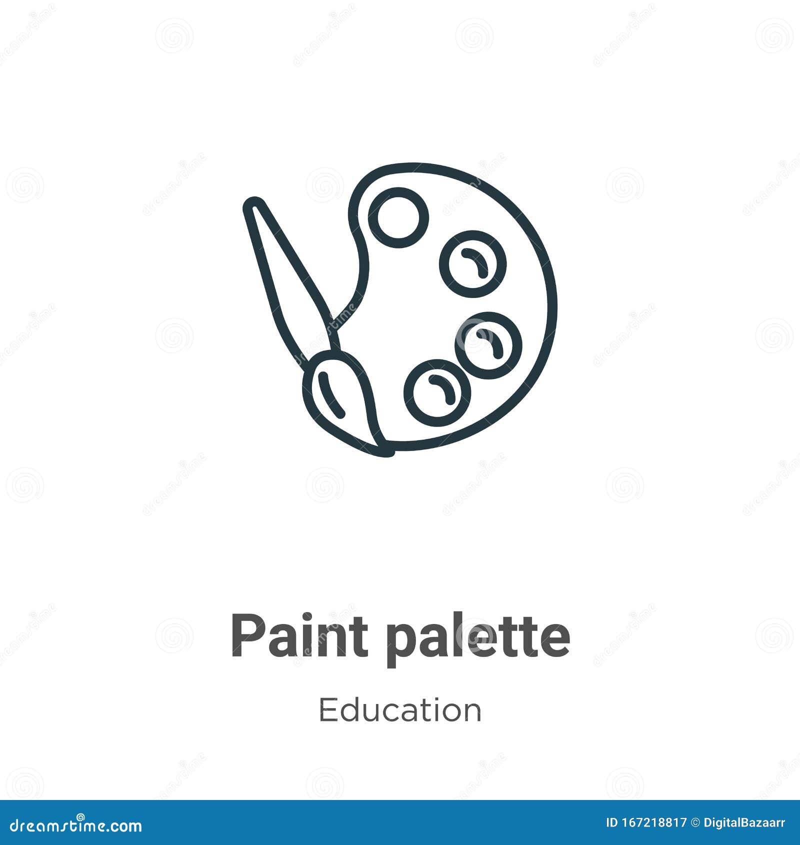 Paint Palette Outline Vector Icon. Thin Line Black Paint Palette Icon ...
