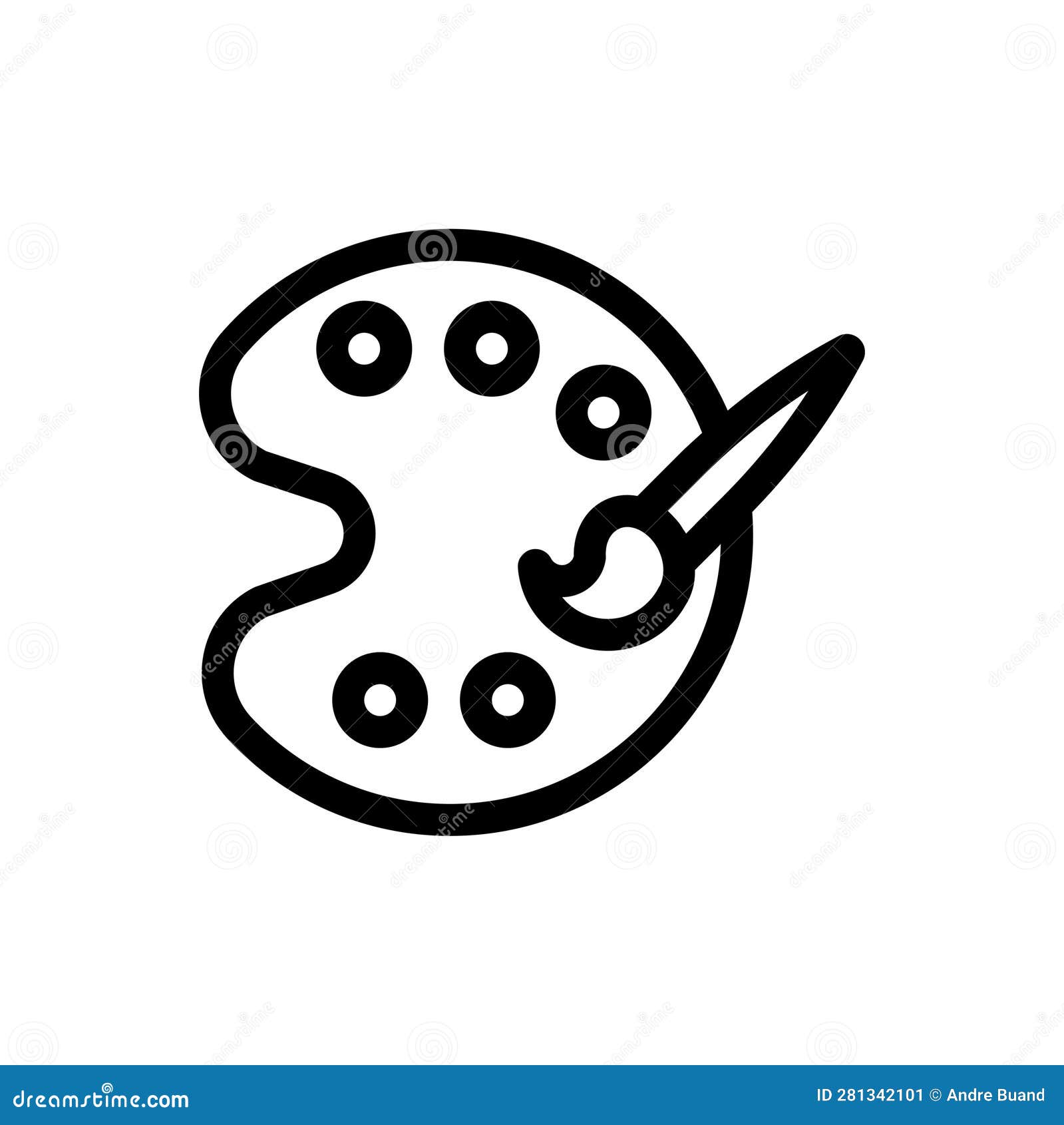 Paint Palette Vector Line Icon Stock Illustration - Illustration of ...