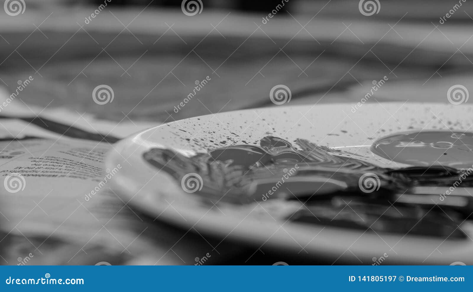 Paint Pallet with Blurry Newspaper Background Stock Image - Image of ...