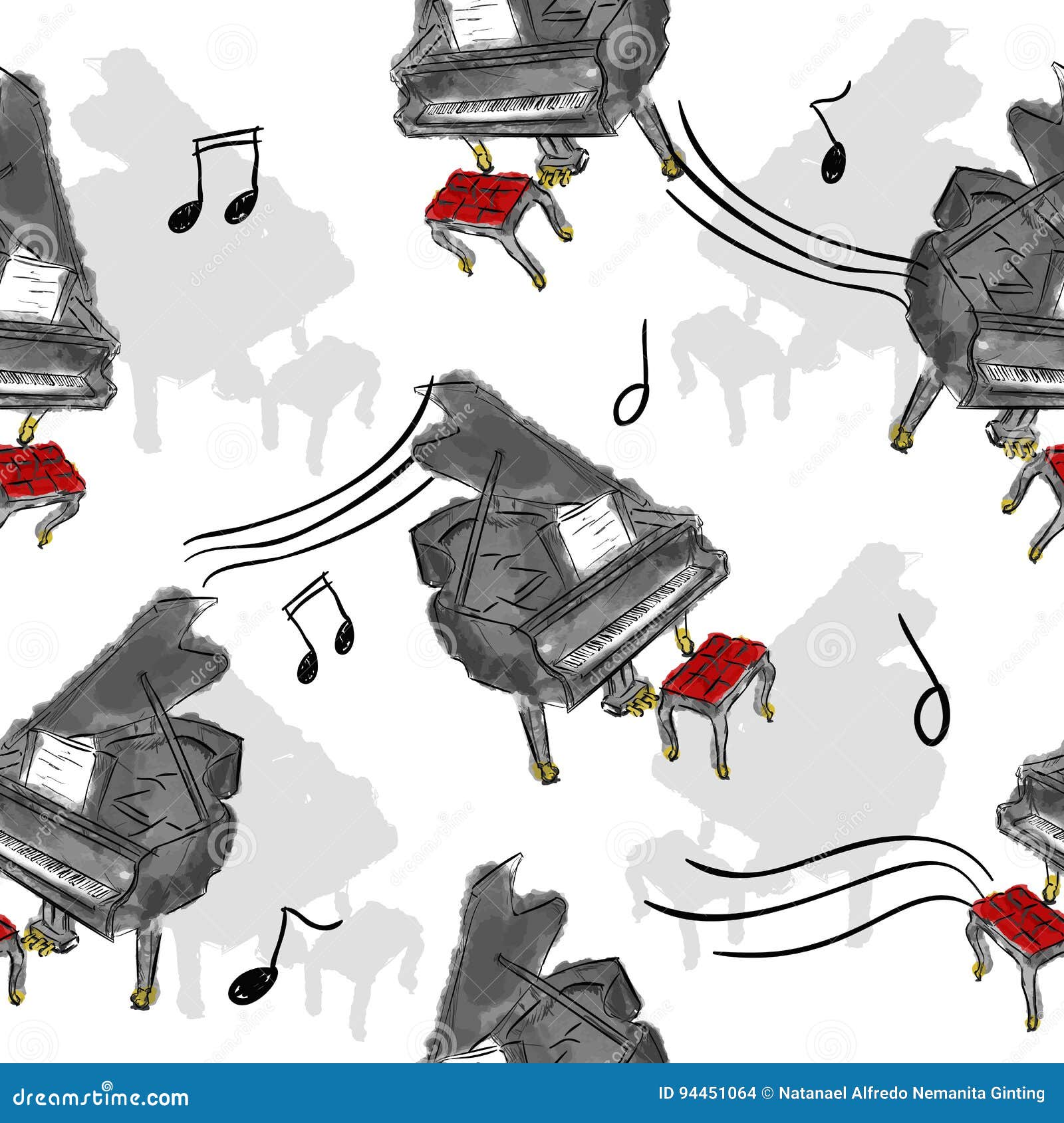 Paint Piano Seamless Pattern Art Stock Vector - Illustration of pattern ...