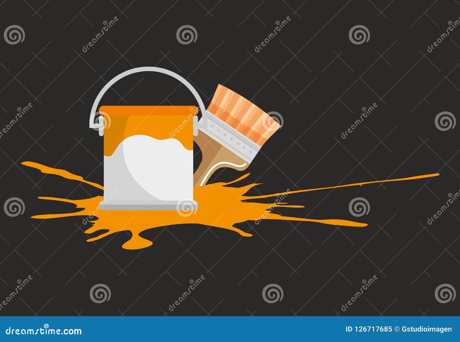 Paint pot and brush stock vector. Illustration of artist - 126717685