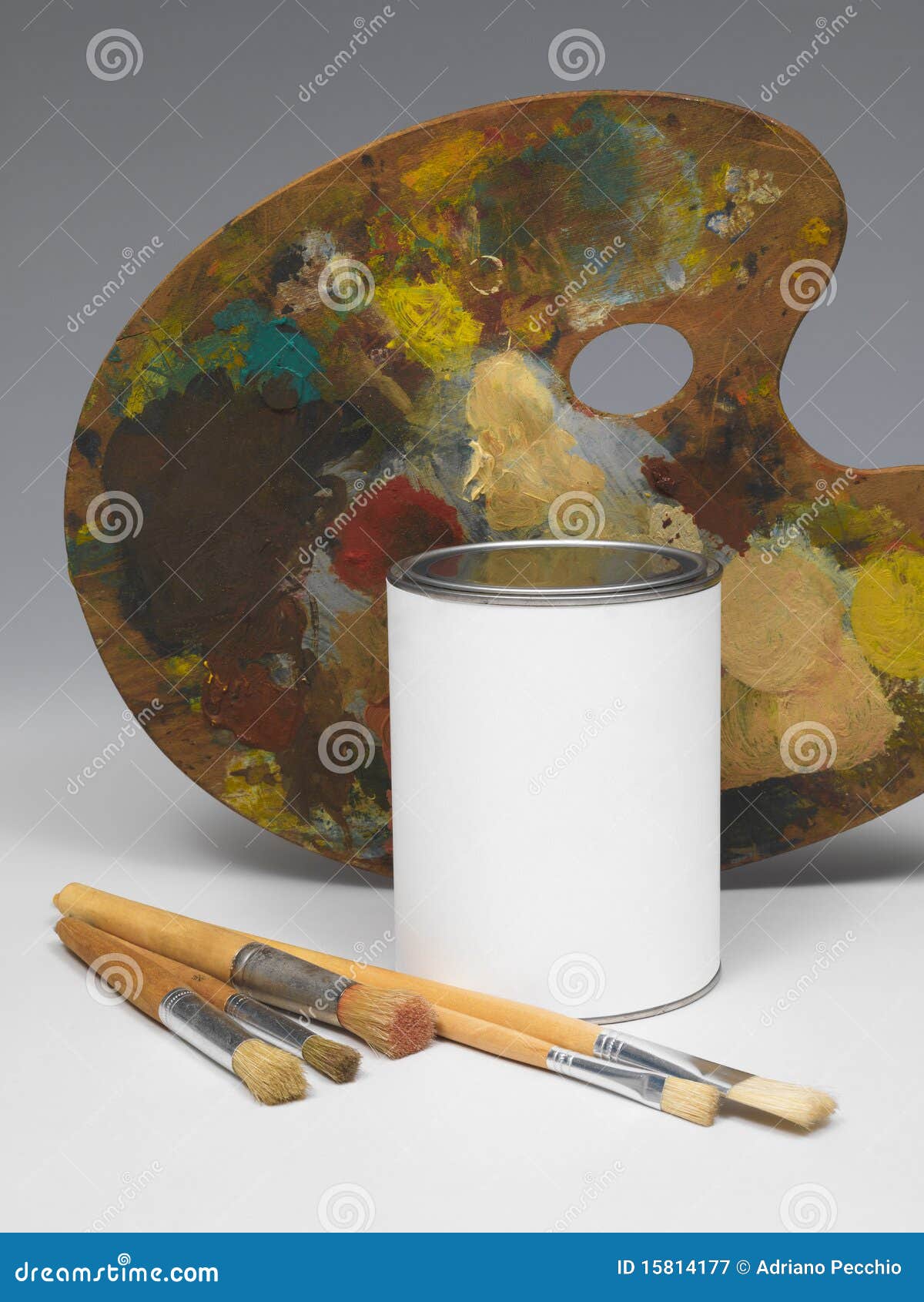 Paint pot and paintbrushes stock image. Image of artist - 15814177