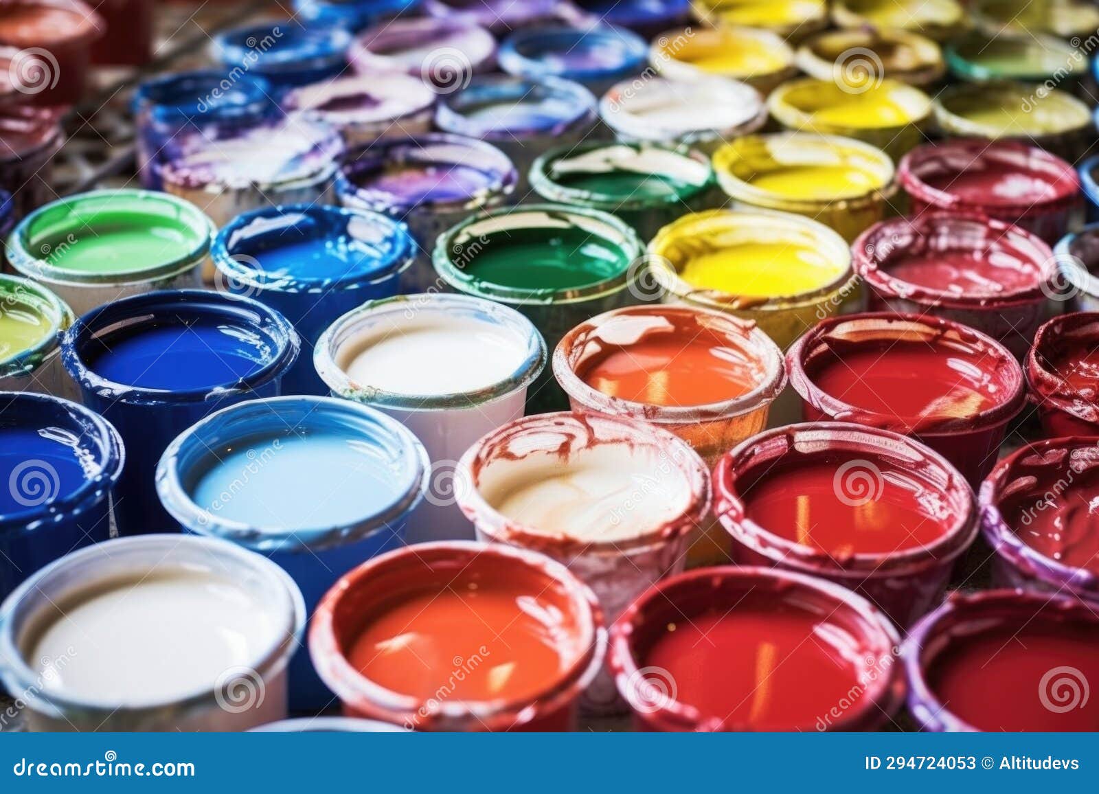Paint Pots Filled with Ceramic Paints Ready for Use Stock Illustration ...
